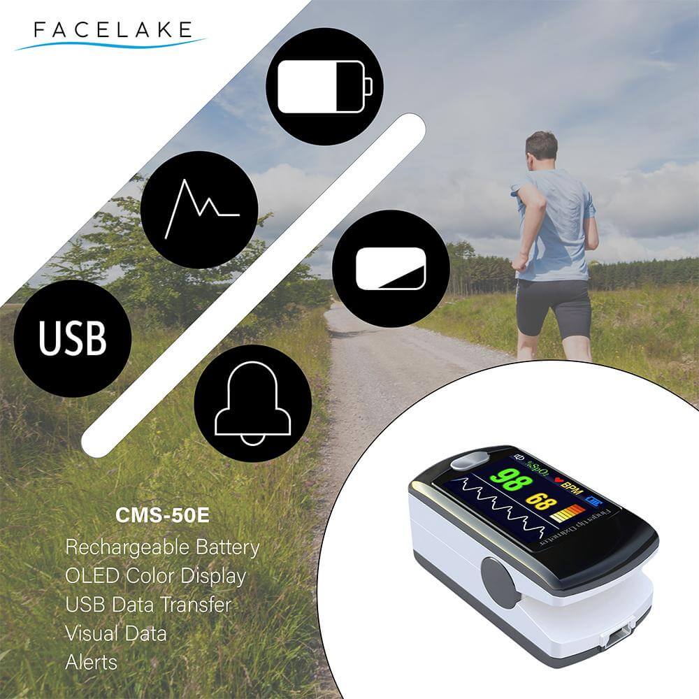 CMS50EW Fingertip Pulse Oximeter with Alarm/Bluetooth | facelake